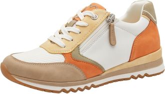 Marco Tozzi Damen Sneaker flach mit Rei&szlig;verschluss Freizeit, Mehrfarbig (White/Peach c.), 42 EU