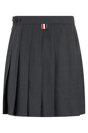 Thom Browne Womens Pleated Mini Skirt Dark Grey Wool