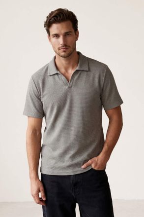 Trendyol MAN Herren Khaki Einfarbig Kurz Regular Fit Poloshirts