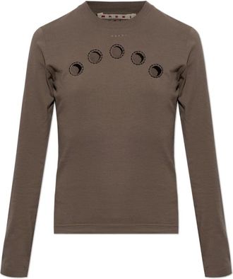 Marni Haut Manches Longues en Coton - Femme - Tops - Brun - Taille: 34 FR