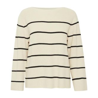 Ichi Ichi - Pull Ray&eacute; Lait dAmande - Femme - Pulls - Beige - Taille: 40 FR