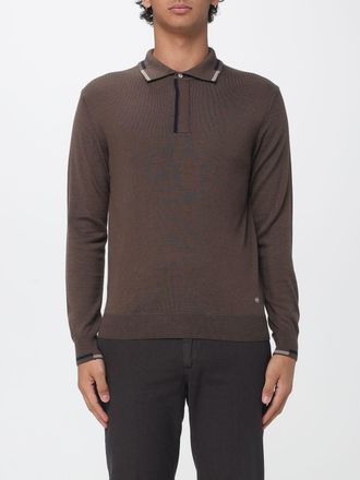 Manuel Ritz Lang&auml;rmeliges Strick-Poloshirt aus Wollmischung