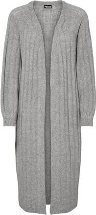Pieces Pcmaggy LS Cardigan Long en Tricot Noos BC, Mélange de Gris Moyen, XL Femme