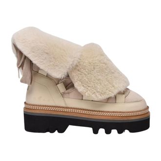 Hogan Femme, Chaussures, Beige, Taille: 38 1/2 EU Pedula Shearling Boot