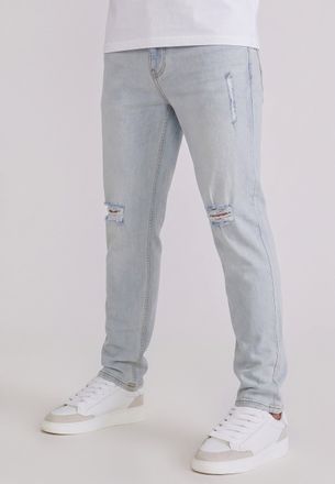 Siksilk Herren Gewaschene Hellblaue Destroyed Slim Fit Jeans 38