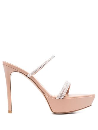 Gianvito Rossi Plateau-Sandalen mit Kristallen - Nude