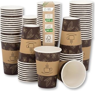 Love Nature Kaffeebecher to Go 250 ml 10 oz - Pappbecher 50 St&uuml;ck - Coffee to go Becher - Einwegbecher zum Servieren von Kaffee, Tee, hei&szlig;en und kalten Getr&auml;nken