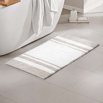 Madison Park Wendbarer Wellness-Teppich, 100% Baumwolle, gestreift, ultraweich, schnelltrocknend, rutschfest, saugfähig, für Badewanne, Dusche und Badezimmer, 50 x