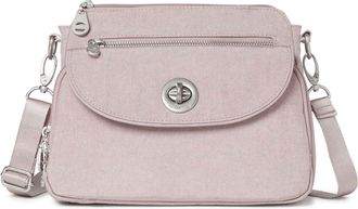 Baggallini Unisex Crossbody-Tasche f&uuml;r Damen, 25,4 X 17,8 cm, Leicht, Wasserabweisend, RFID-Schutz und Innenorganisation Calais Umh&auml;ngetasche, Blush Shimmer