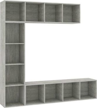 vidaXL 3-tlg. B&uuml;cher-/TV-Schrank Set Betongrau 180x30x180 cm Vidaxl