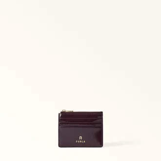 Furla Camelia Kartenetui S Winter Bloom Violett Lackiertes Strukturiertes Ares Leder Damen