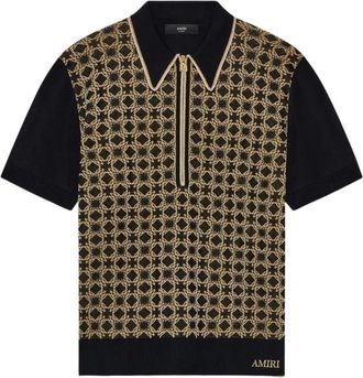 Amiri Homme, Tops, Noir, Taille: L Polo Jacquard avec fermeture &eacute;clair