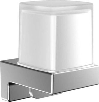 Emco Cue Flüssigseifenspender - Wandseifenspender fürs Bad aus Metall & Kristallglas, Seifenspender zur Wandmontage, Kleben oder Schrauben, (Chrom)
