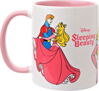 Widdop and Co Disney Dornröschen - Aurora-Tasse - pink/weiß glasierte Steinzeug-Icons & Villains Trinkbecher - offizielles Disney-Lizenzprodukt (325 ml)