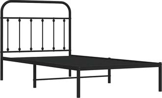 Generic Bettgestell mit Kopfteil aus Metall, Kopfteil f&uuml;r Doppelbett, R&uuml;ckenlehne f&uuml;r Bett, (schwarz, 120 x 190 cm) (100 x 190 cm)