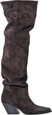 Elena Iachi Femme, Chaussures, Brun, Taille: 37 EU Tall Ebony Suede Boot