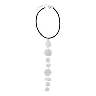 Dansk Copenhagen Femme, Accessoires, Noir, Taille: ONE Size Collier Long en Argent Moderne Pièce Statement