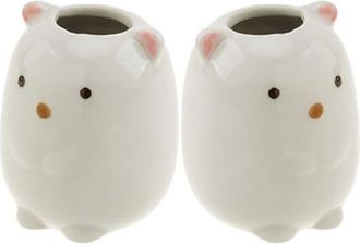 Amosfun Porte-Brosse &Agrave; Dents en C&eacute;ramique avec Distributeur De Cure-Dents Automatique Compact Organisateur De Salle De Bain 5X4X4Cm Pratique pour Bureau Et D&eacute;