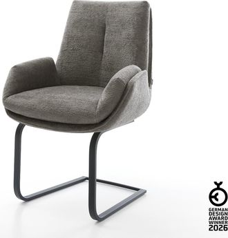 DELIFE Freischwinger Clea-Flex Boucl&eacute; Soft Schlamm Freischwinger flach Schwarz, Esszimmerst&uuml;hle