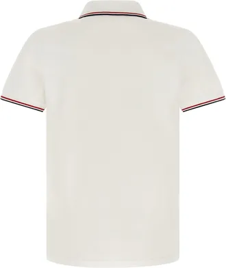 Moncler Tricolor-Trim Piqu&eacute; Polo Shirt - white