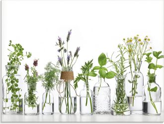 Artland ARTland Wanddeko Glasbilder Wandbild Glas Bild einteilig 60x45 cm Querformat Pflanzen- & Blumenbilder Kräuterbilder Fotografie Grün Öle mit Kräutern H