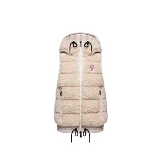 Moncler Moncler Gilet Zipp&eacute; En Teddy Matelass&eacute;, Femme, Beige, Taille: L