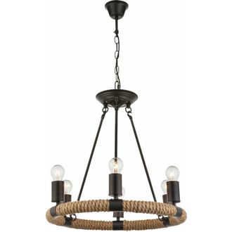 ETC Shop Lustre suspendu en corde de chanvre Lampe suspendue au plafond avec variateur filament dans un ensemble comprenant des ampoules led