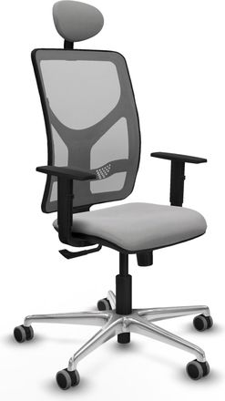 Piqueras y Crespo Grauer Drehstuhl mit 1D-Armlehnen, h&ouml;henverstellbare Lendenwirbelst&uuml;tze und festes Kopfteil, ausgestattet mit 3 Positionen und Schneideschaum, Grau/He