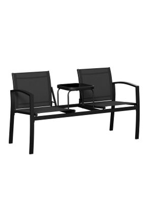 ambia GARDEN Gartenbank, Anthrazit, Metall, Glas, Textil, 2-Sitzer, 143x81x64 cm, mit R&uuml;ckenlehne, Gartenm&ouml;bel, Gartenb&auml;nke