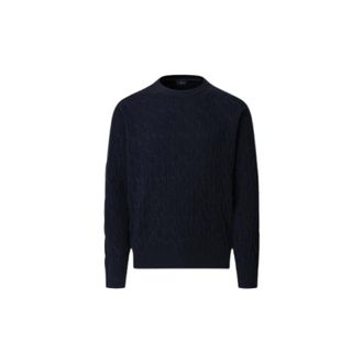 Hackett Zopfmuster-Pullover aus Lammwolle mit Rundhalsausschnitt - - Knitwear - Herren - Blau - L