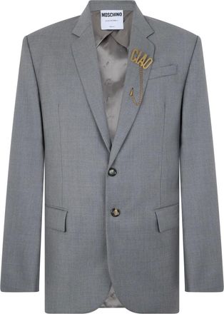 Moschino Veste &agrave; un bouton avec &eacute;pingle - Homme - Vestes - Gris - Taille: L
