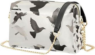 Mnsruu Sacs à bandoulière pour femme, sac à main en cuir avec silhouette doiseau