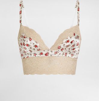 Dolce & Gabbana Small Rose-print Satin And Lace Bra - Frau Unterw&auml;sche Multicolor 4