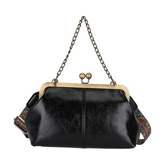 Generic Sac &agrave; bandouli&egrave;re r&eacute;tro pour femme Kiss Lock Sac &agrave; main Sac &agrave; bandouli&egrave;re Pochette de soir&eacute;e (Marron)