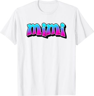 BDAZ Mimi Grandmother Graffiti Blau Rosa Schriftzug Damen T-Shirt