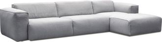 Studio Copenhagen home24 Ecksofa 3-Sitzer mit Longchair Grau Webstoff Saia 317cm Longchair davorstehend rechts Modern