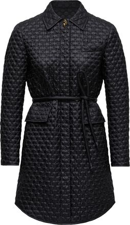 Moncler Moncler Doudoune Longue &Agrave; Matelassage G&eacute;om&eacute;trique Raissac, Femme, Noir, Taille: 0