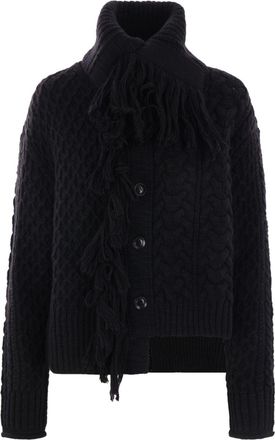 Yohji Yamamoto Cardigan mit Zopfmuster - Schwarz