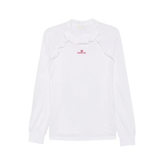 Shushu/Tong Shushu/Tong - T-shirt &agrave; logo et volants - Femme - Tops - Blanc - Taille: 36 FR