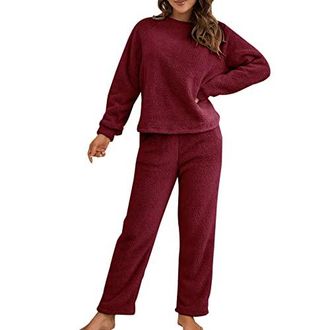 Generic Surv&ecirc;tement en velours pour femme printemps/&eacute;t&eacute; A&iuml;d Al Fitr musulman couleur unie col rond paillettes manches longues pantalon long mode d&eacute;contract&eacute; e