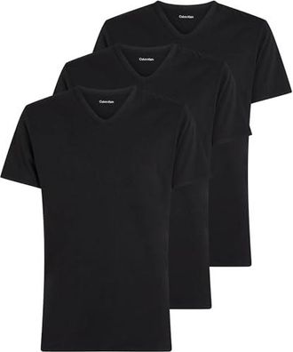 Calvin Klein T-Shirts Manches Courtes Lot de 3 Homme avec Col en V, Noir (Black, Black, Black), S