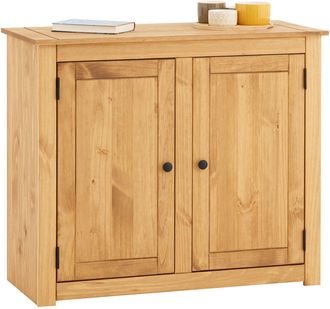 IDIMEX CARO-M&ouml;bel Kommode Cancun Zwei T&uuml;ren aus Kiefer Natur, massives Kiefernholz, Metallgriffe, nat&uuml;rliche Holzmaserung, Flurkommode, Holzschrank, Esszimme