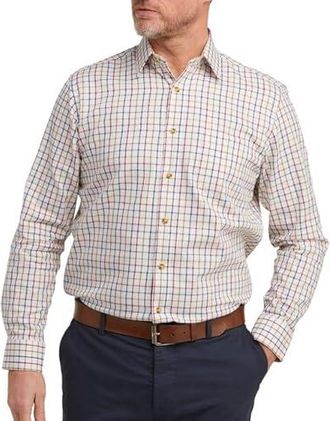 Double TWO Tattersall Chemise classique à manches longues pour homme Motif à carreaux, prune, 54 FR