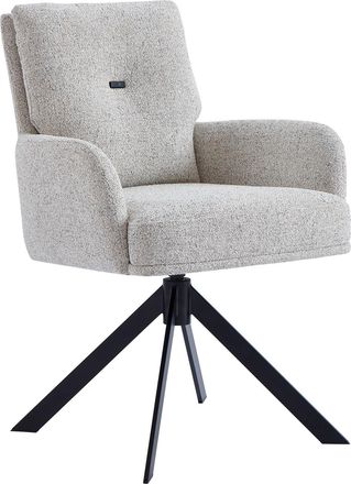 Novel Armlehnstuhl, Beige, Schwarz, Metall, Textil, Drehkreuz, 60.5x88x67 cm, Sitzfläche 360° drehbar, automatische Rückholfunktion
