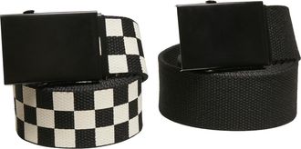 Urban Classics Unisex Check And Solid Canvas Belt 2-Pack black/offwhite, L/XL