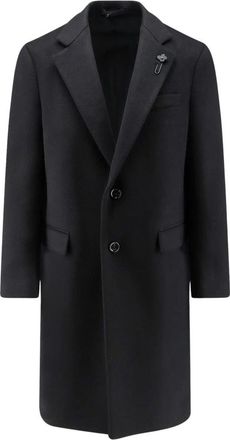 Lardini Manteau droit &agrave; broche embl&eacute;matique - Homme - Manteaux - Noir - Taille: L