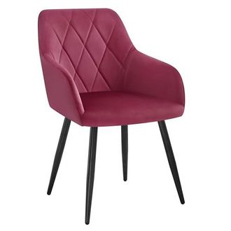 Woltu Chaise Coiffeuse en Velours, Chaise Salle &agrave; Manger, Fauteuil, Rembourr&eacute;, sur Pieds en M&eacute;tal, Charge Max. 150 kg, Bordeaux