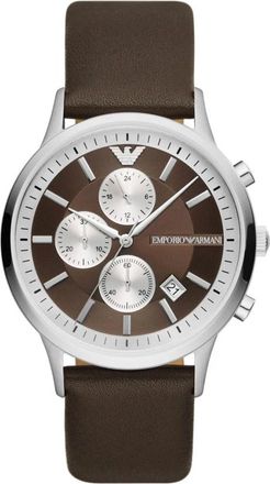 Emporio Armani Homme, Accessoires, Gris, Taille: ONE Size Montre Chronographe Mode Homme Marron