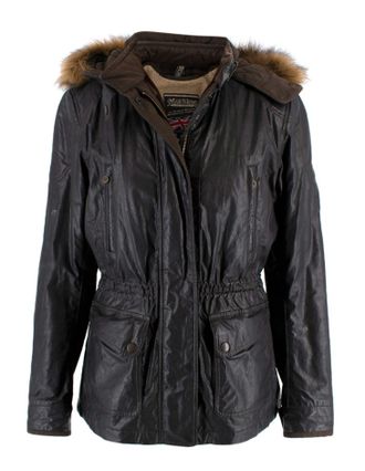 Matchless London Waxed Cotton Biker Jacket with Fur Hood Size M