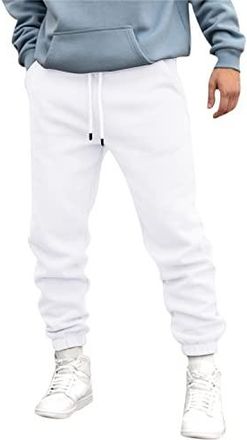 Generic Pantalon de surv&ecirc;tement uni pour homme, pantalon &agrave; revers pour homme, tendance minimaliste, d&eacute;contract&eacute; et polyvalent, pantalon confortable et l&eacute;ger p